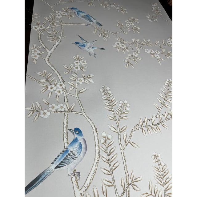 Contemporary Chinoiserie Hand Painted Wallpapers on Silk Panel - 4 ...