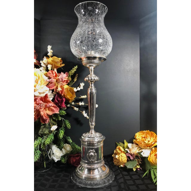 Silver Plated Vintage Torch Hurricane Holder Candle Holder Crackle ...