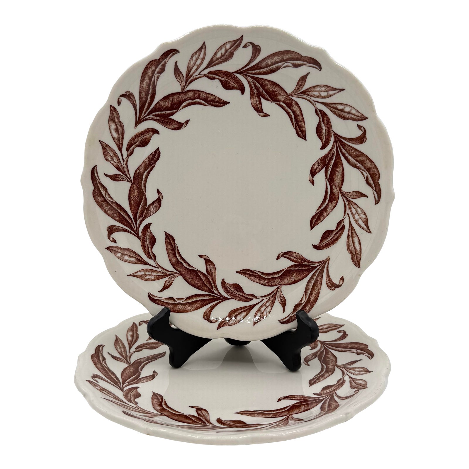 Vintage 1950s Syracuse China Brown Leaf Wreath Scalloped Plates - Set ...