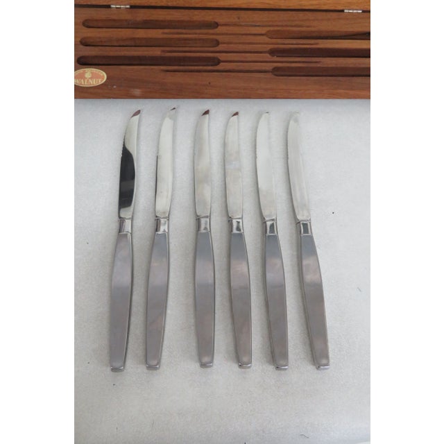 Oneida Frostfire Community Stainless Serrated Steak Knife Set Walnut ...