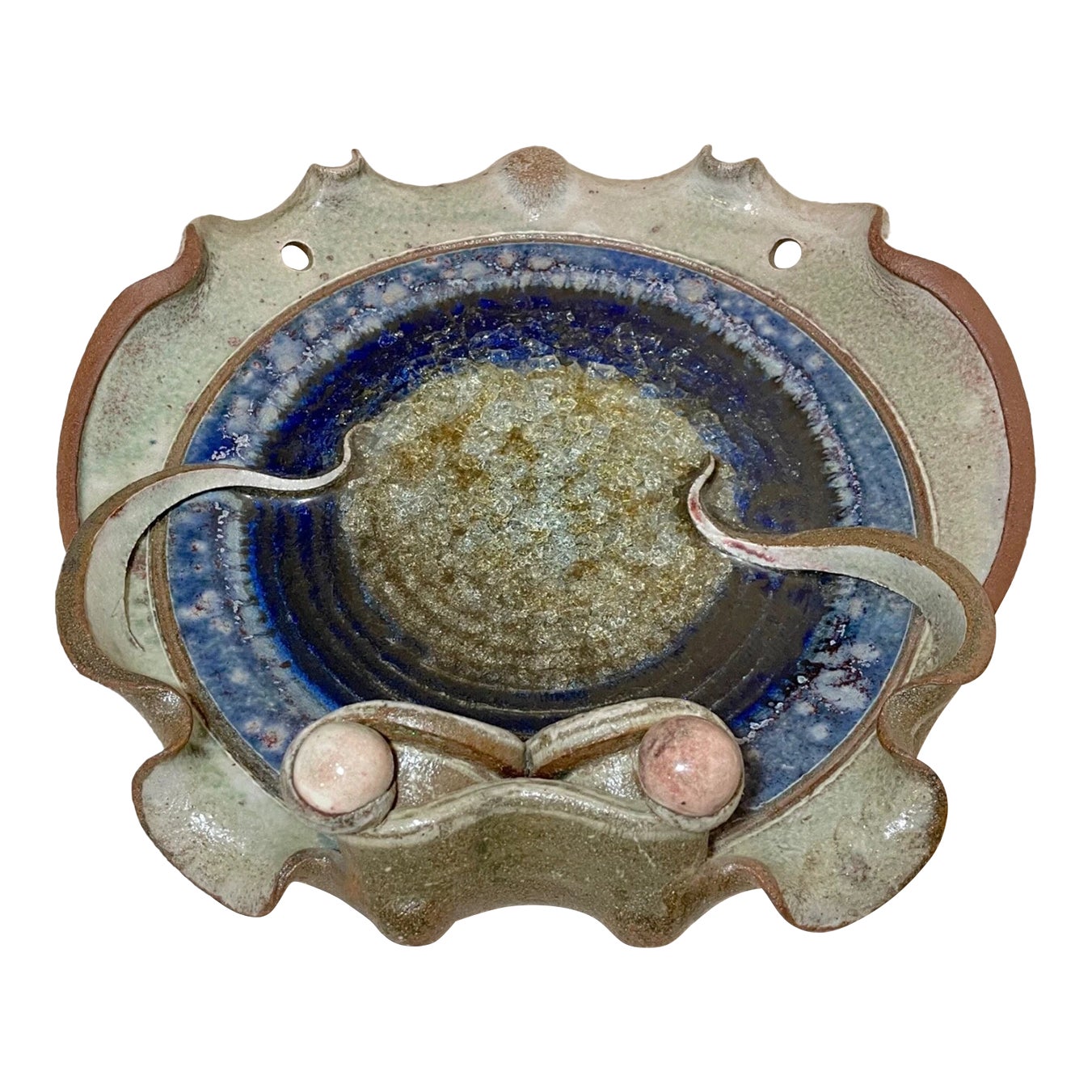 Handmade John Cheer Clay Studio Pottery Glass Fused Glazed Wall Sconce ...