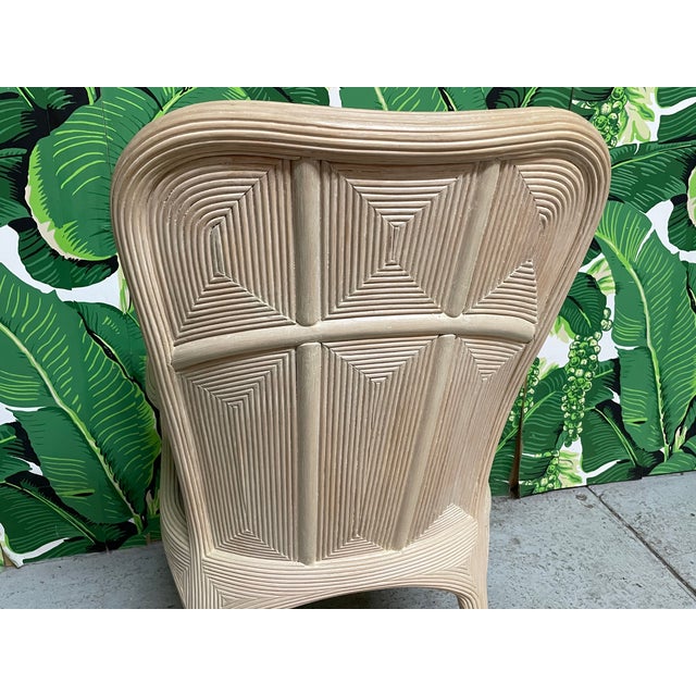 Pencil Reed Rattan Upholstered Dining Chairs | Chairish