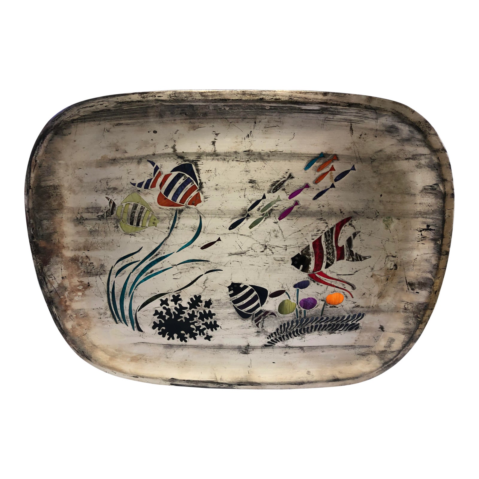 1960s Los Castillo Azteca Pluma Serving Tray | Chairish