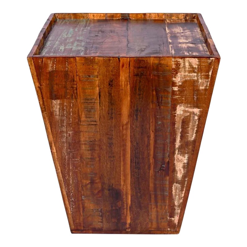 Farmhouse Cone Shaped Square Top Side Table | Chairish