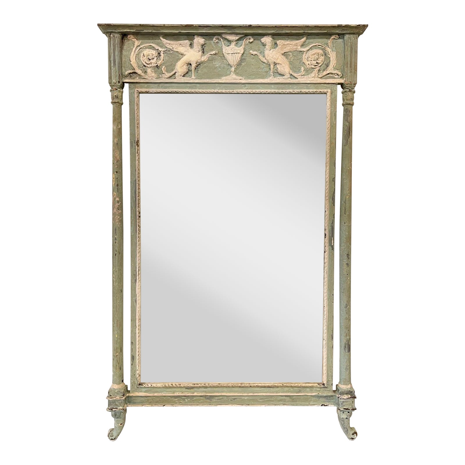 18th Century Italian Neo-Classical Carved and Painted Mirror | Chairish