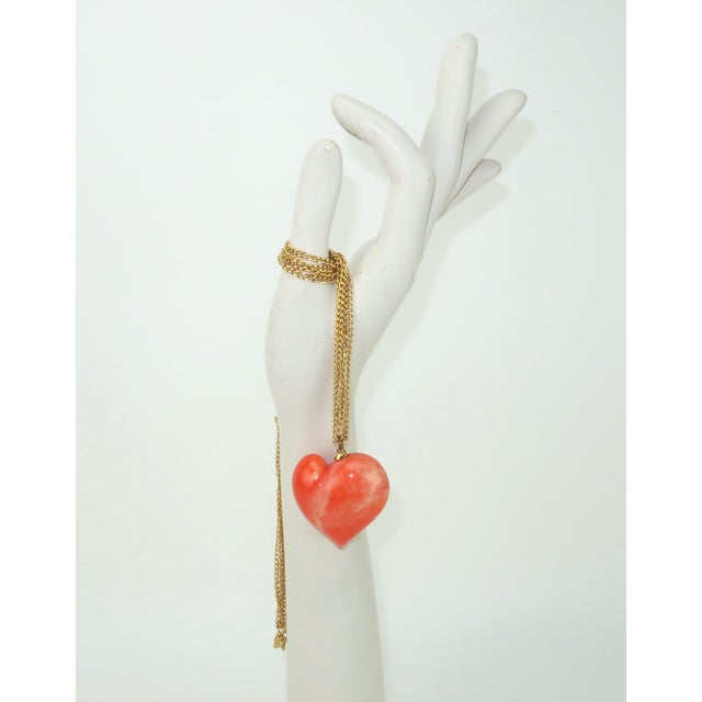 1980's Kenneth Jay Lane Faux Coral Lucite Heart Necklace | Chairish