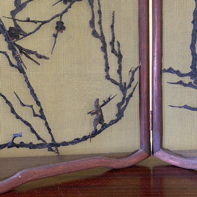 Japanese Rosewood or Teak 4 Panel Table Screen | Chairish