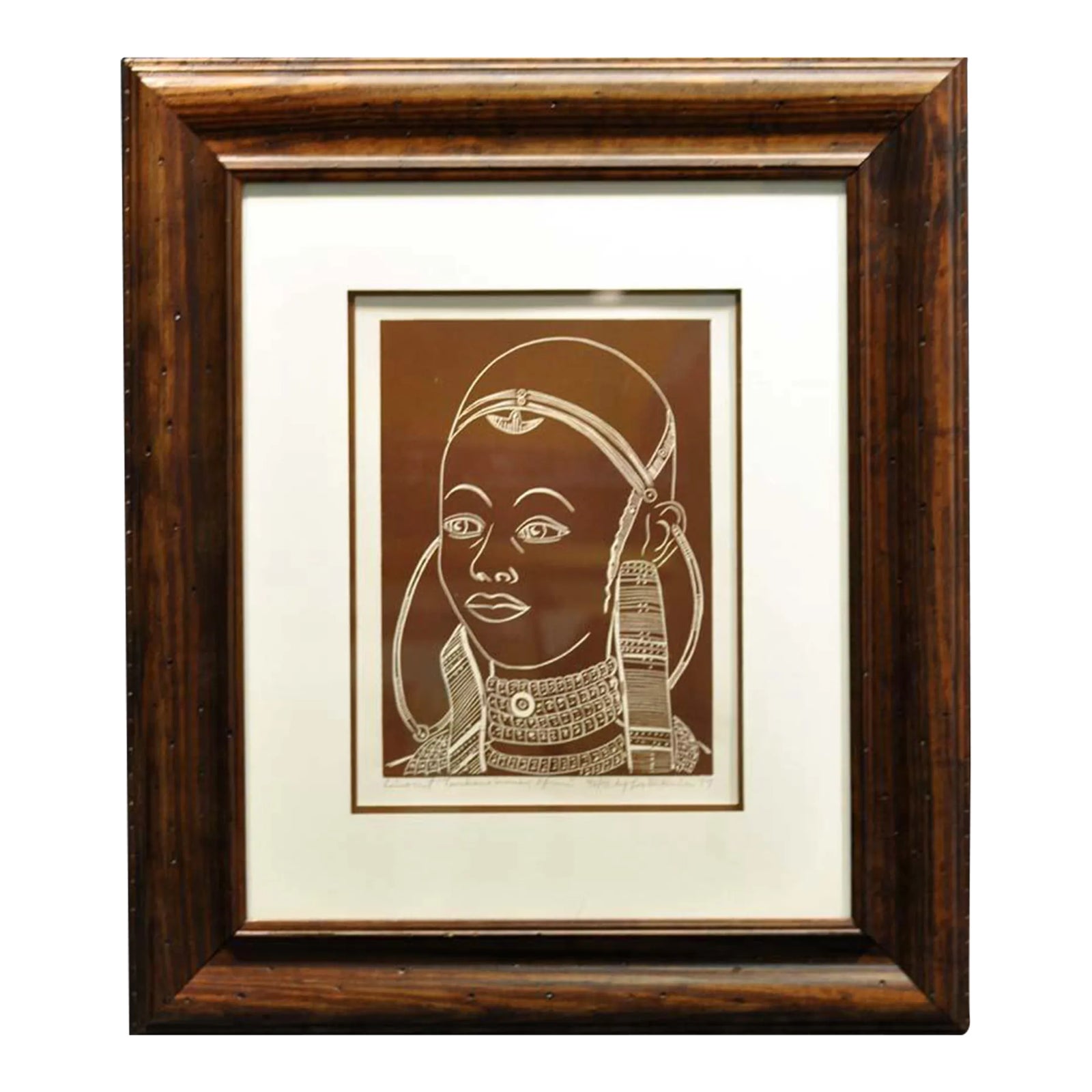 1980s Lester Hines Turkano Woman Africa Signed Fine Art Linocut Framed ...