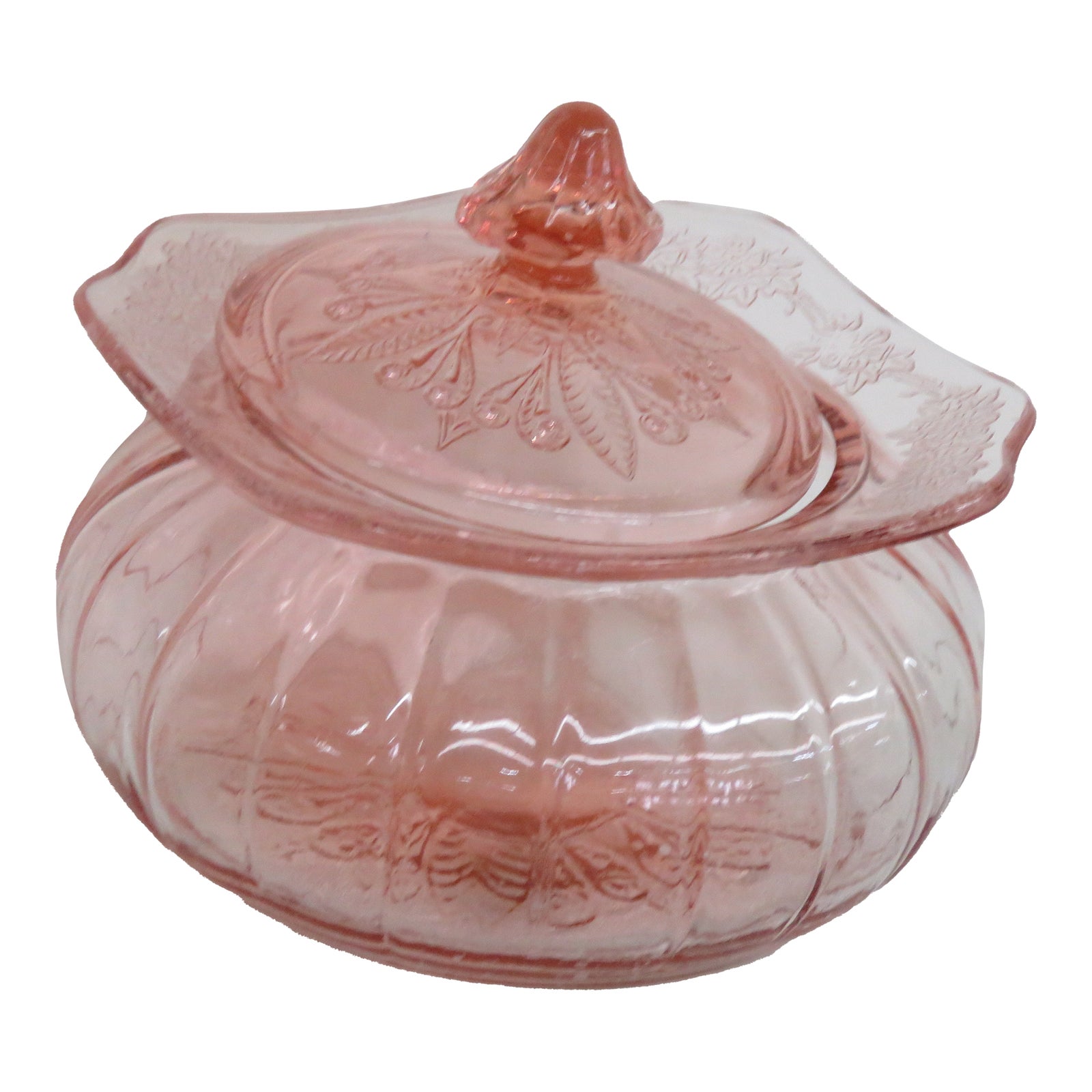 Jeanette Adam Pink Depression Glass Covered Candy Lidded Dish 5356b ...