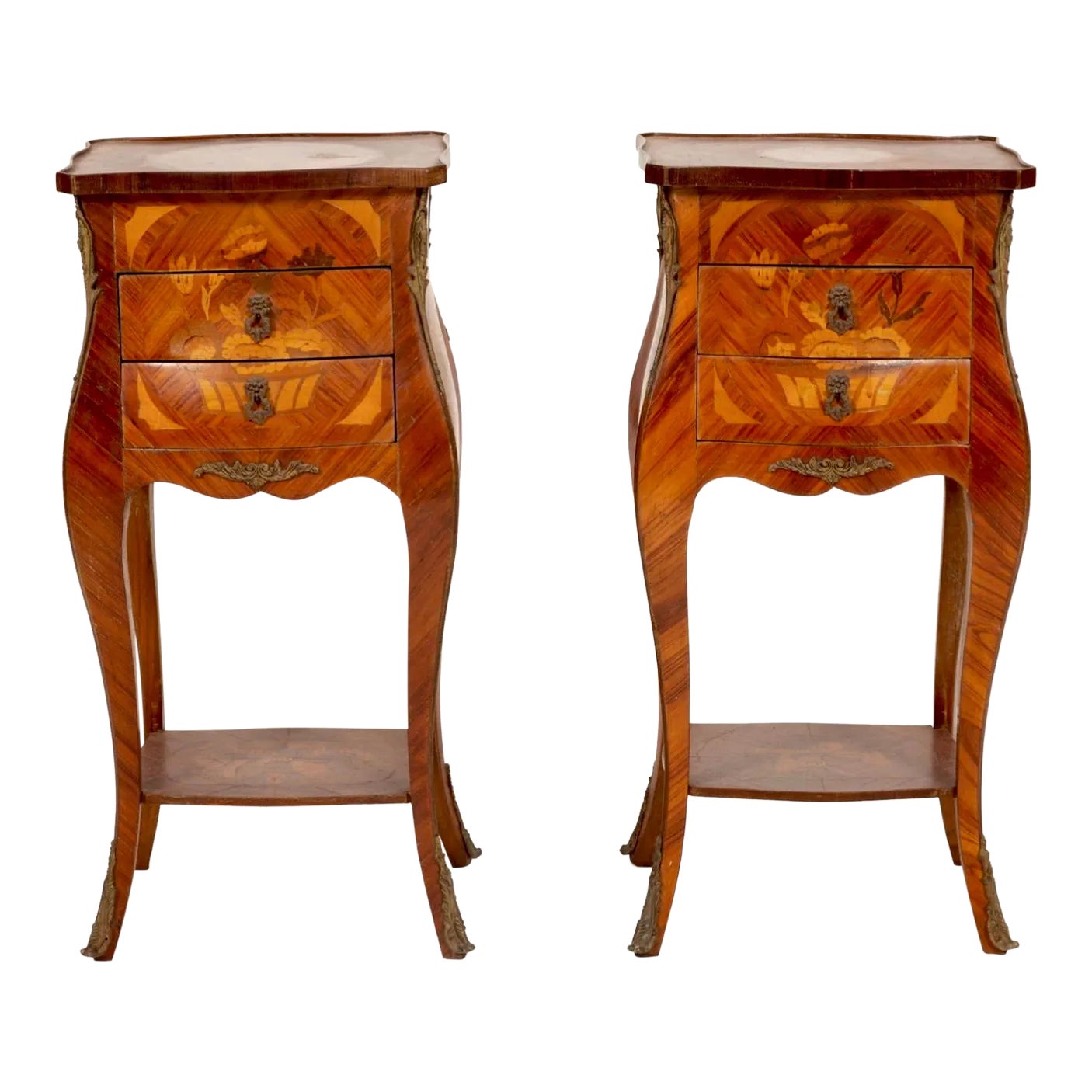 A Pair of Dutch Marquetry Side Tables With Gilt Metal Mounts | Chairish