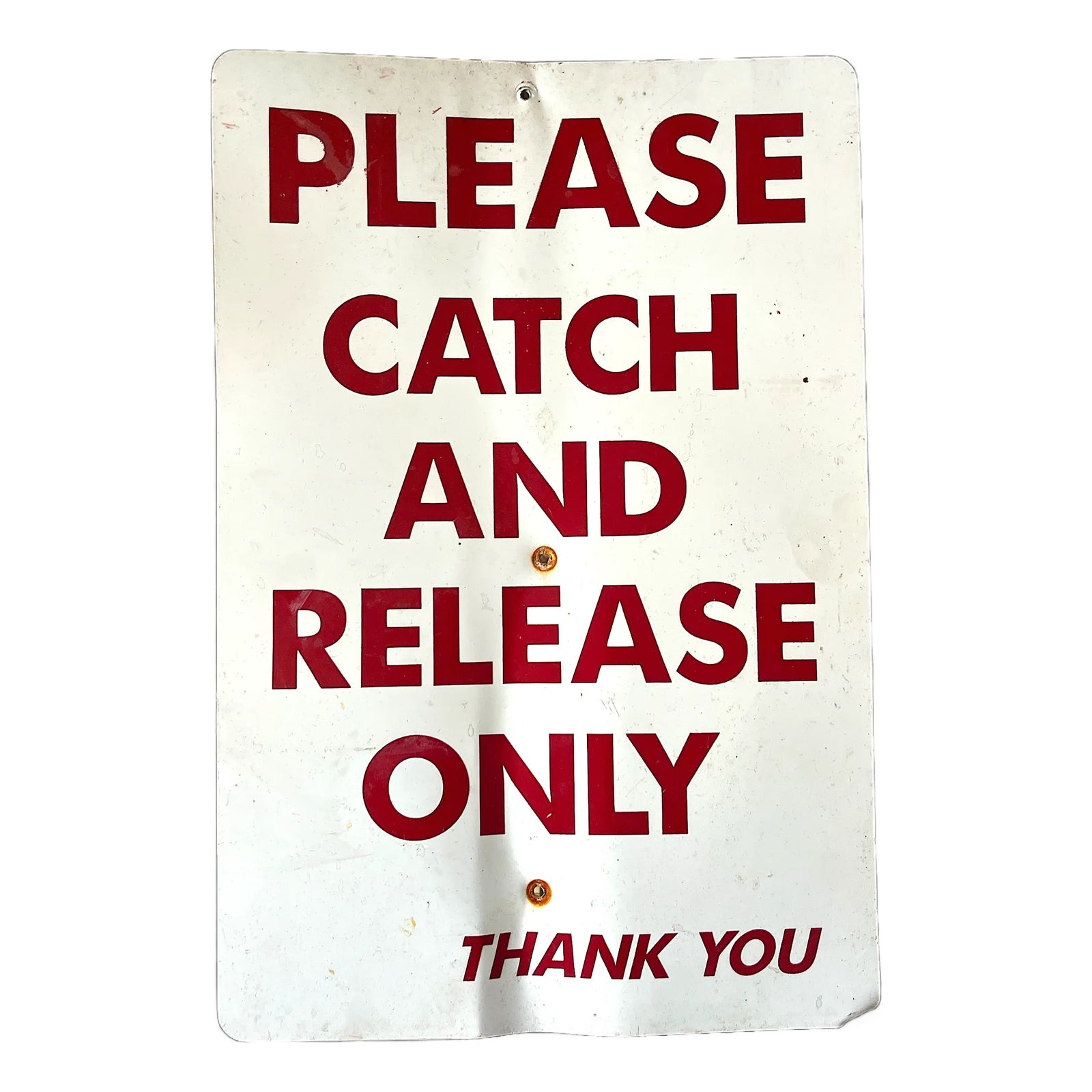 Vintage “Catch and Release Only” Metal Sign | Chairish