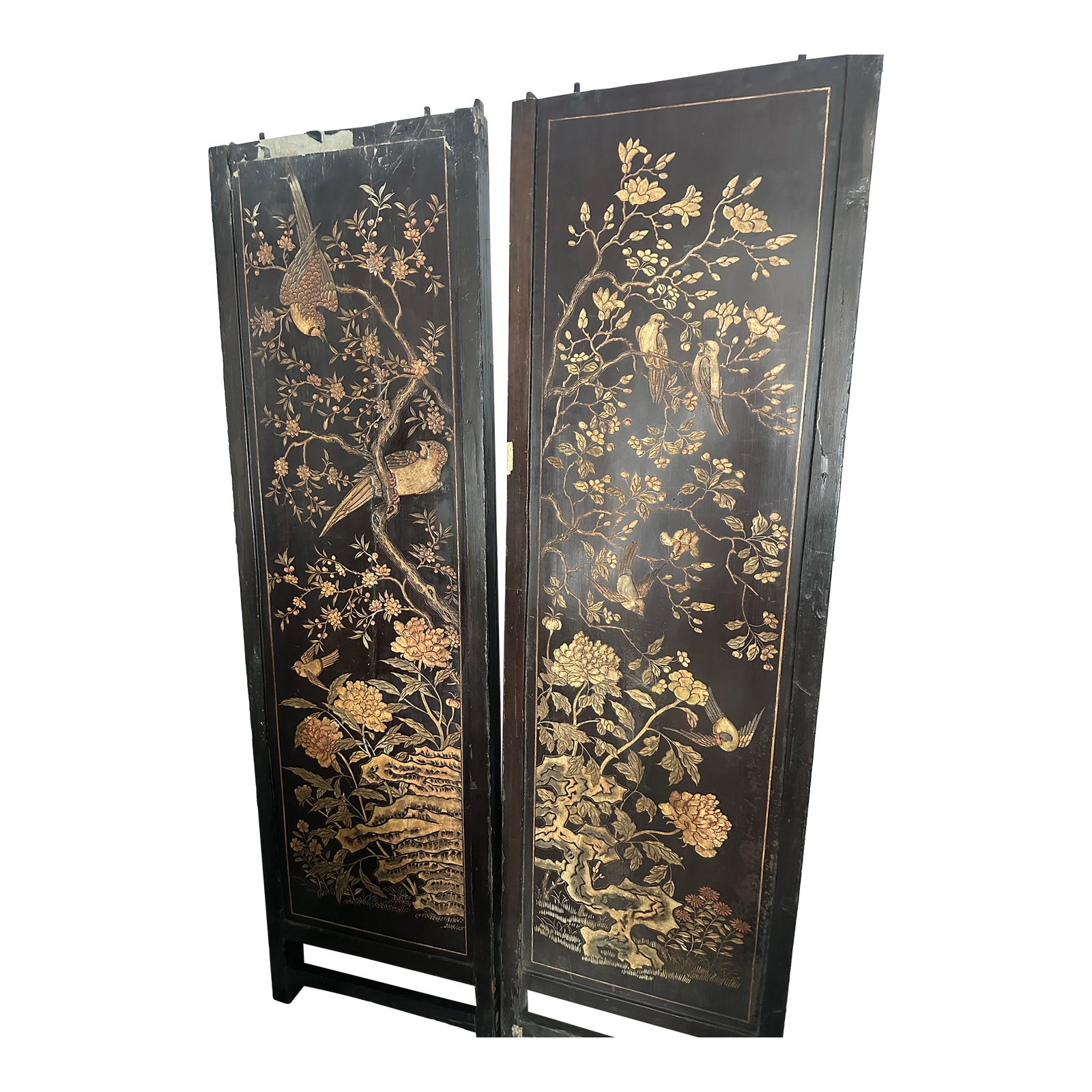 Antique Chinese Export Lacquer Panels | Chairish