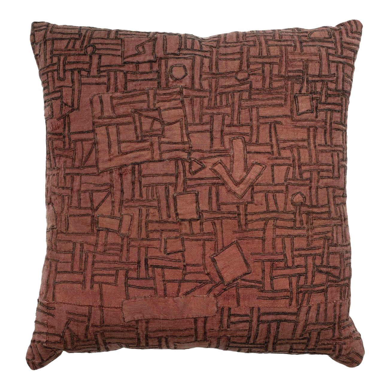 Wonderful Large Faded Plum-Color Embroidered Cushion | Chairish