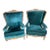 Pair of Custom Large Wingback Chairs Emerald Green Velvet Oak SeaShell ...