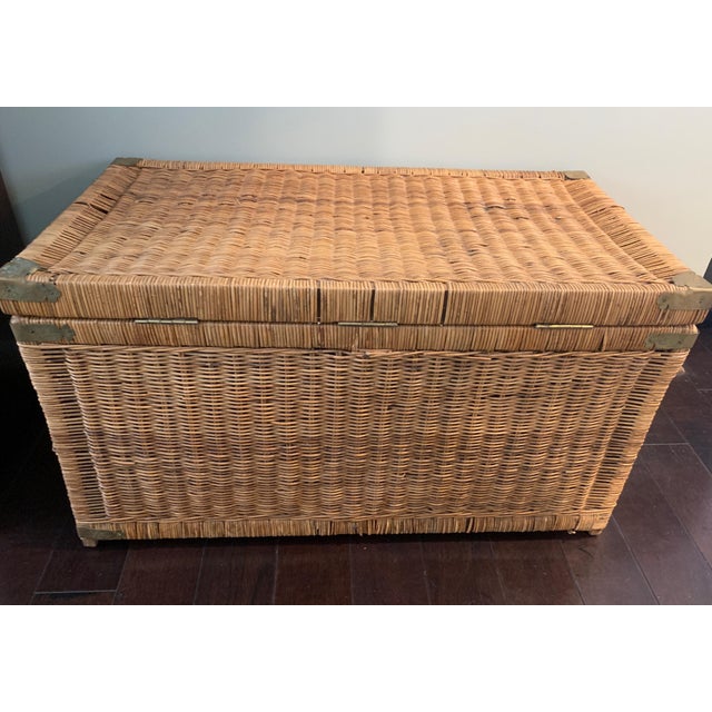 Mid 20th Century Woven Wicker Storage Trunk | Chairish