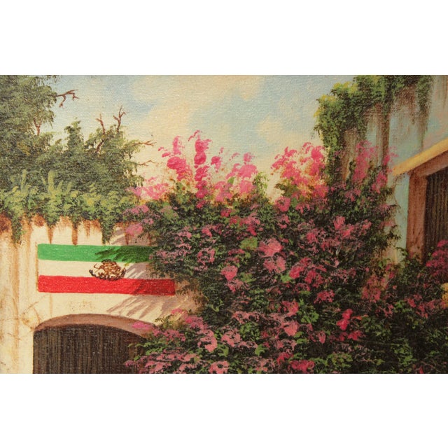 1980s Francisco Hurtado Esquivel Mexican Courtyard Original Painting ...