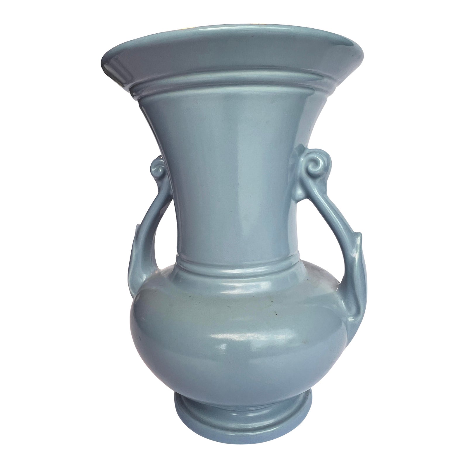 Large Vintage Abingdon Blue Pottery Vase | Chairish