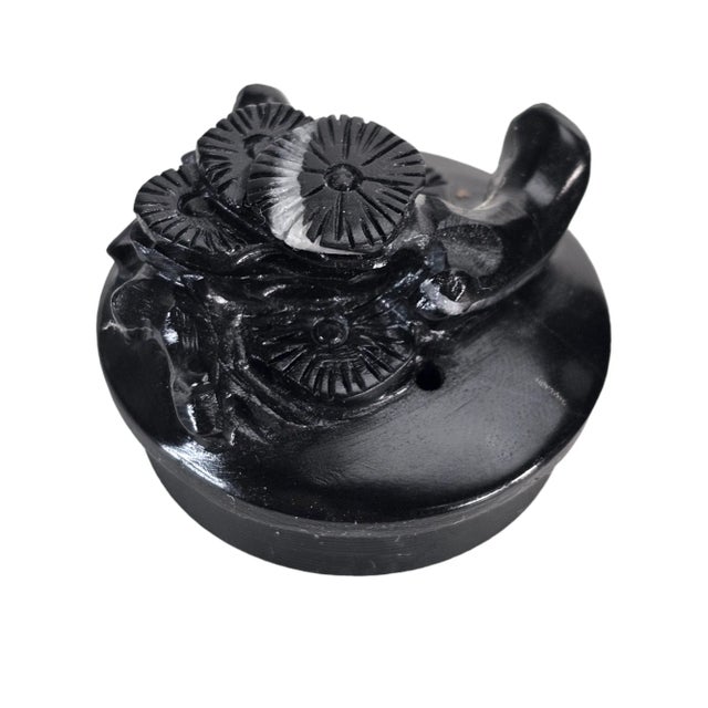 Chinese Carved Marble Hardstone Black Teapot | Chairish