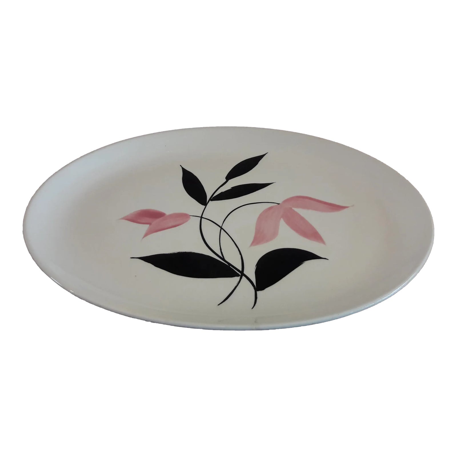 Vintage 1950s Stetson Creation Hand Painted Pink and Black Leaves Oval ...
