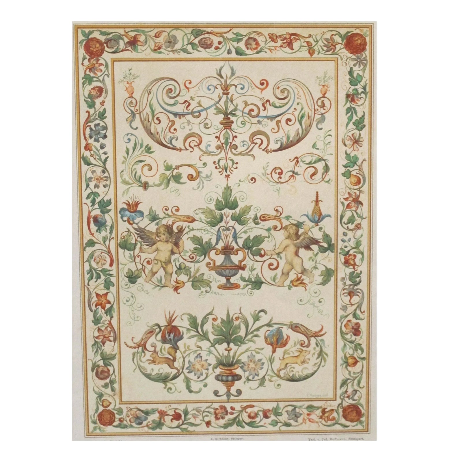 Colorful Decorator Sheet - Cherubs C.1900 | Chairish