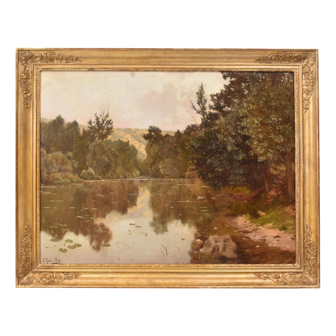 René Charles Edmond His, Landscape with River, 20th Century, Oil on ...