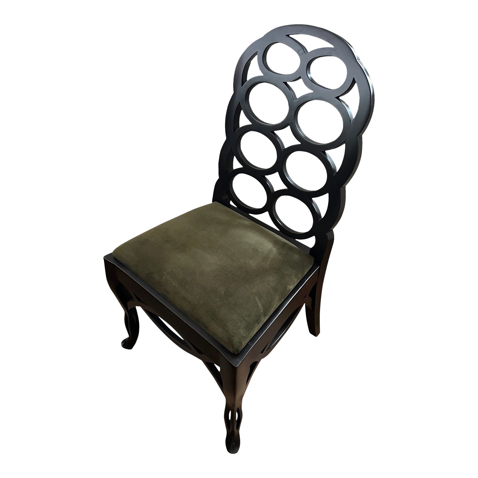 1950s Vintage Painted Mahogany Wood Loop Arm Chair with Seat Cushion Styled After Frances Elkins ...