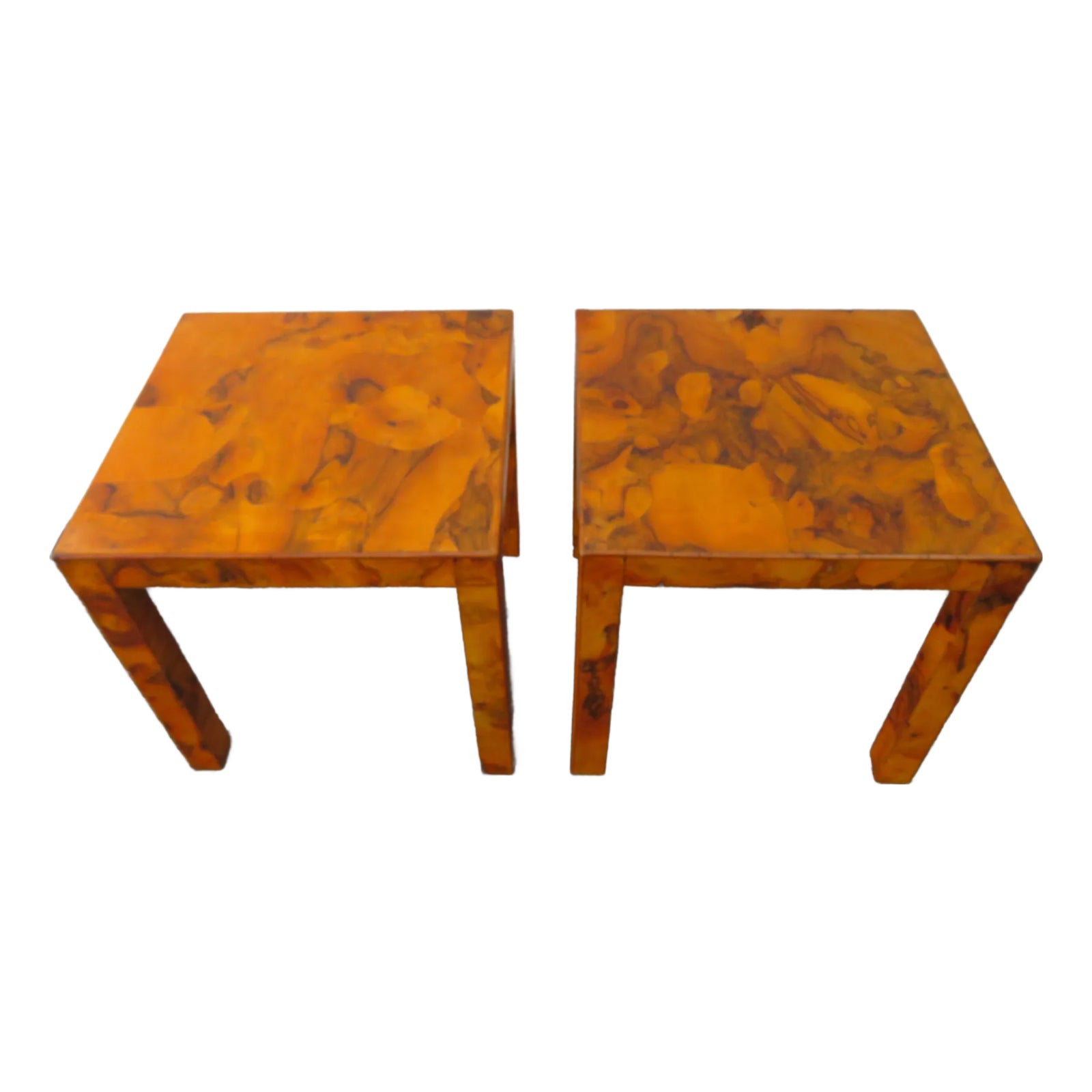 Italian Hollywood Regency Modern Patchwork Inlay Side End Tables a Pair ...