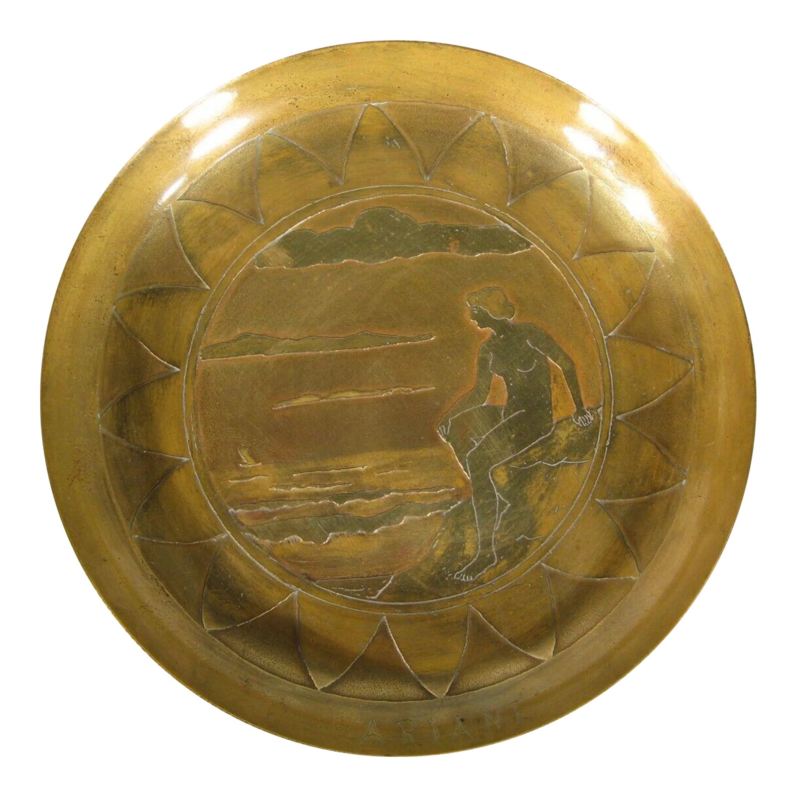 Antique Art Nouveau Brass Trinket Dish by Jan Joulin | Chairish