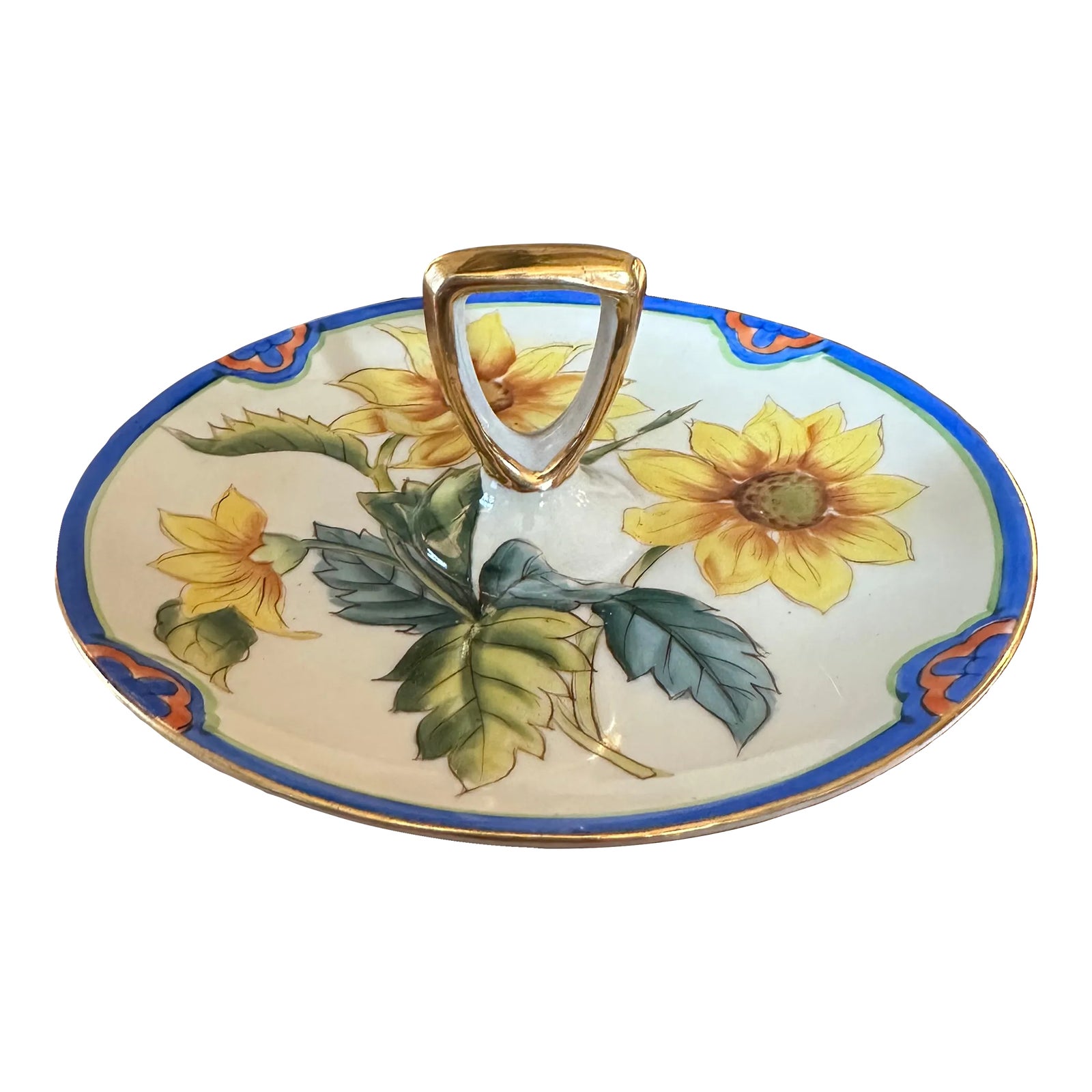 Vintage Noritake Morimura Hand Painted Yellow Sunflowers Tidbit Tray ...