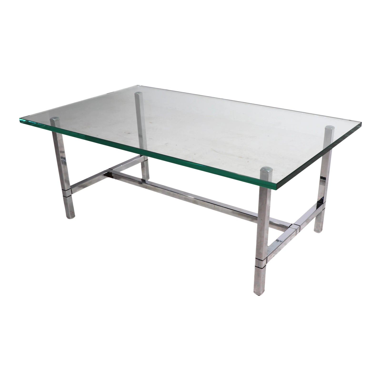 Chrome and Glass Coffee Cocktail Table | Chairish