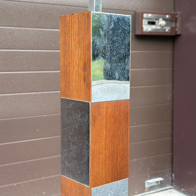 Mid-Century Modern Laurel Chrome & Walnut Patchwork Tall Table Lamp ...