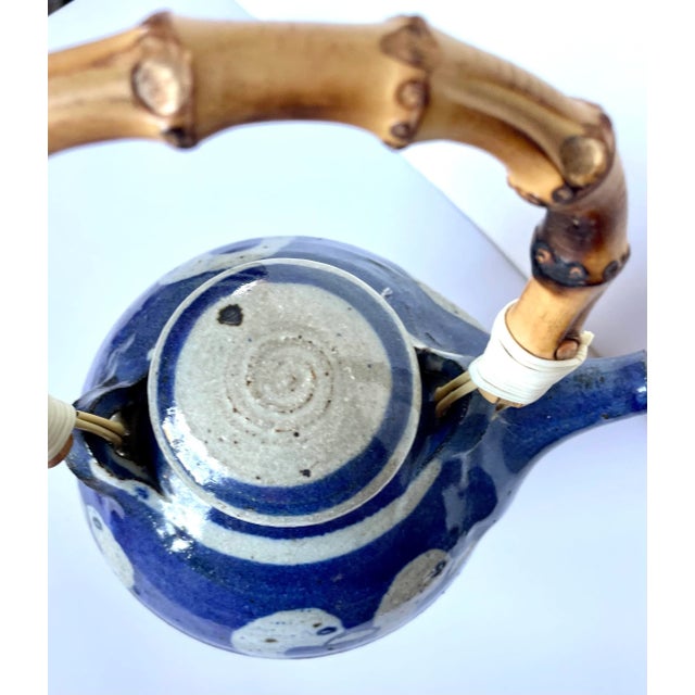Vintage Studio Pottery With Goose Motive Tea Pot With Bamboo Handle ...