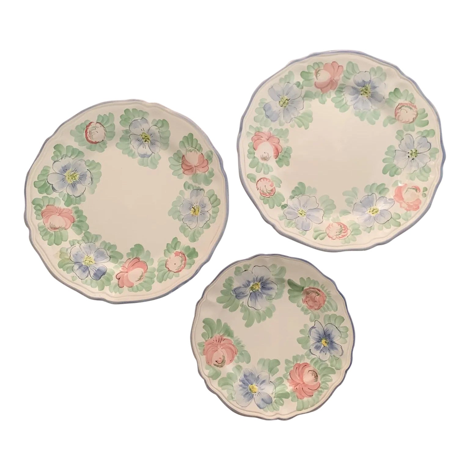Italian Hand Painted Ceramic Plates - Set of 3 | Chairish