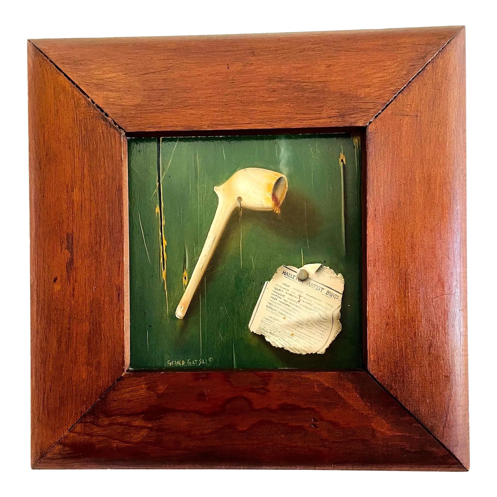 Gerald Gatski "Clay Pipe" Trompe l'Oeil Oil Painting, Vintage 1977 ...