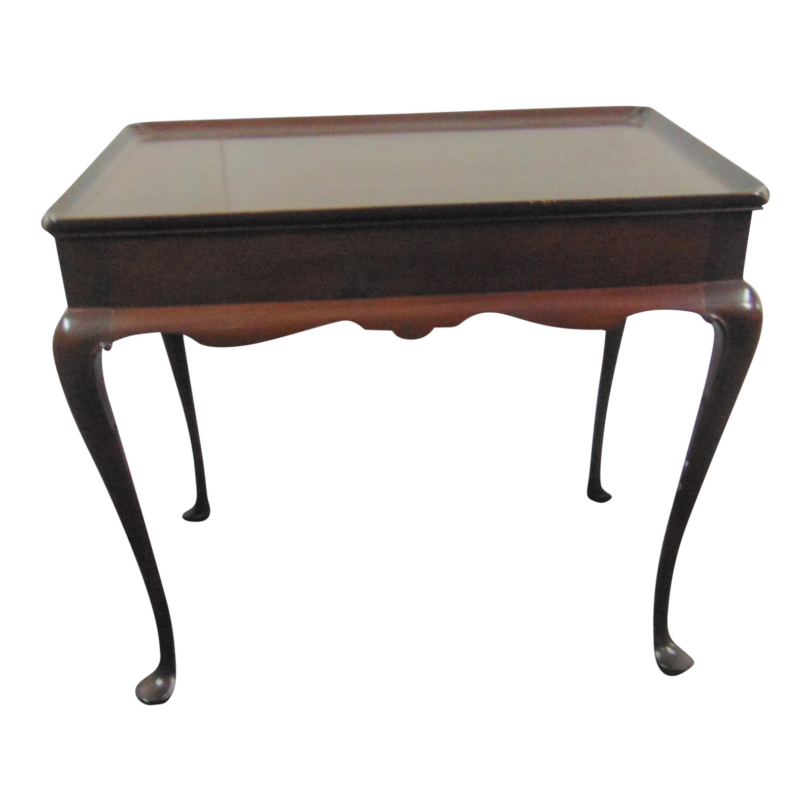 Biggs Queen Anne Solid Mahogany Tea Table | Chairish