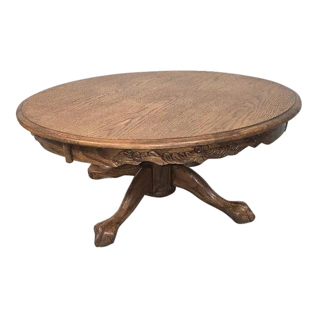 Antique Quarter Sawn Round Oak Lion Claw Foot Coffee Table Chairish