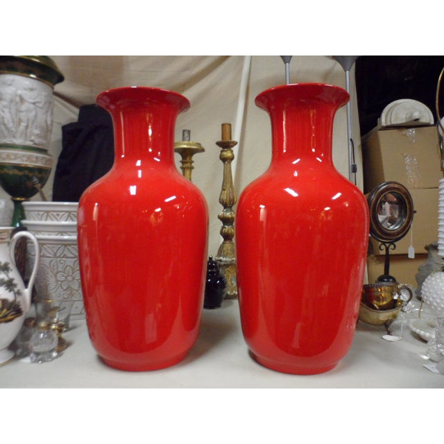 Red 19th Century Vases - a Pair | Chairish