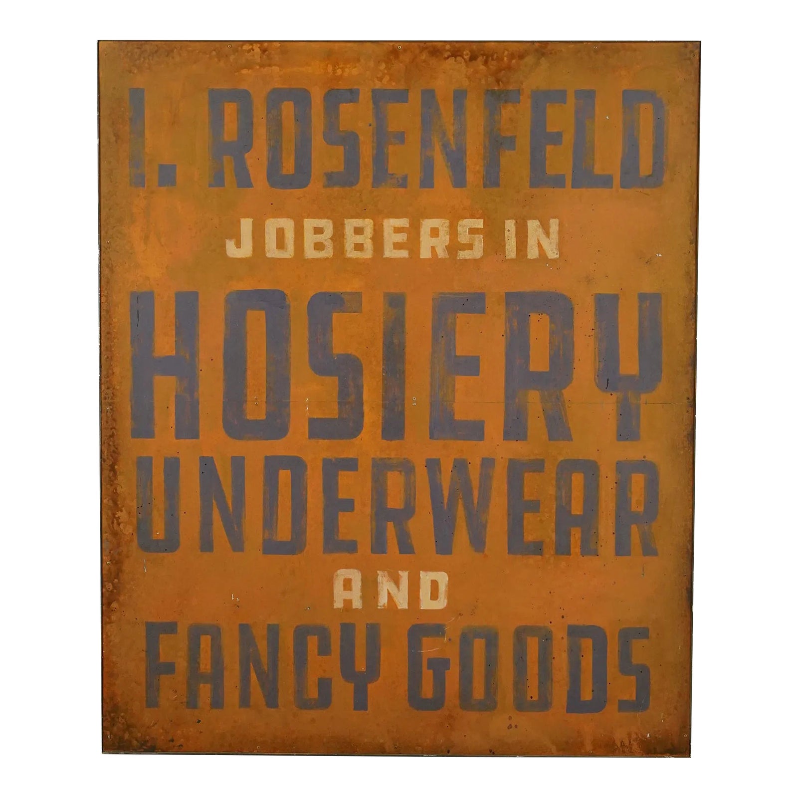 Newly Made Reclaimed Hosiery Aluminum Movie Prop Store Sign | Chairish