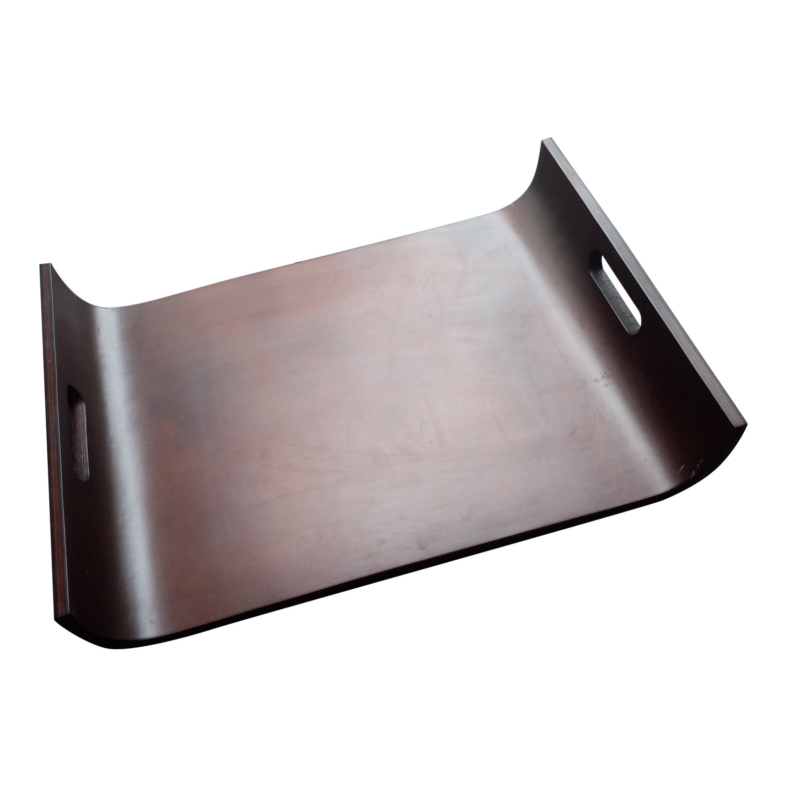 Vintage Mid Century Mahogany Stained Solid Wood Sleigh Tray | Chairish