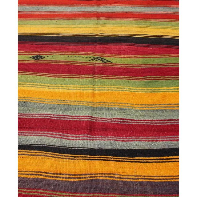 Mid 20th Century Bright & Colorful Vintage Turkish Kilim Rug in Stripes ...