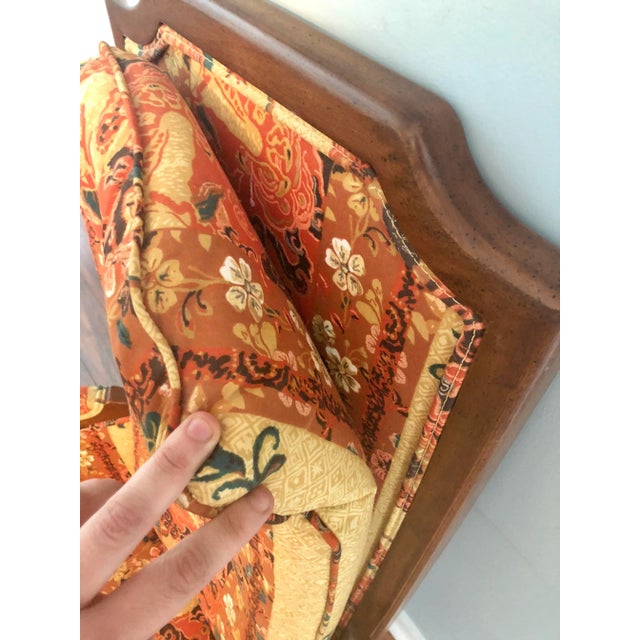 Mid-Century Modern Red Asian Chinoiserie Upholstered Arm Chair | Chairish