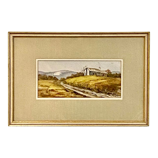 1970s Contemporary Signed Watercolor of a Landscape by American Artist ...