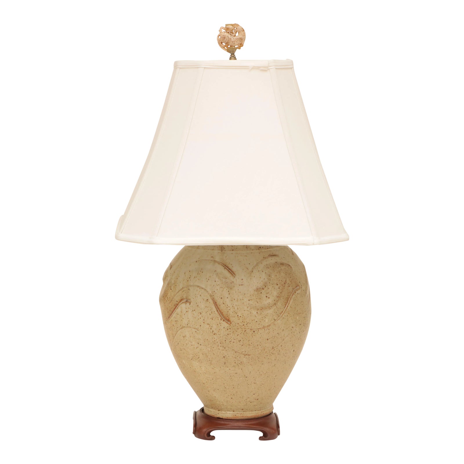 Asian Stoneware Studio Pottery Table Lamp | Chairish