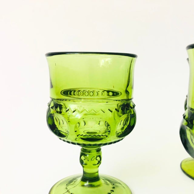 Green Goblets - Kings Crown by Indiana Glass - Set of 6 | Chairish