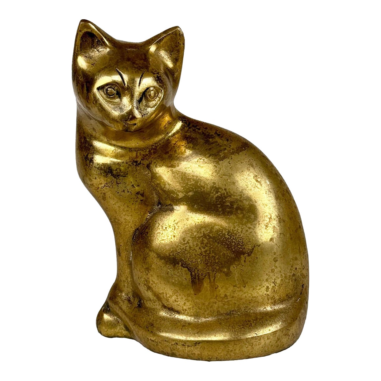 Vintage Traditional Brass Cat 8" Sculpture | Chairish