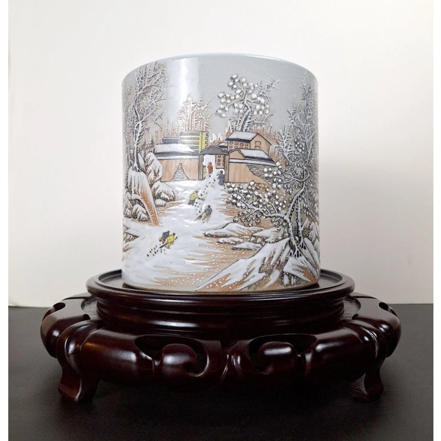 Chinese Porcelain Snow Landscape Bitong | Chairish