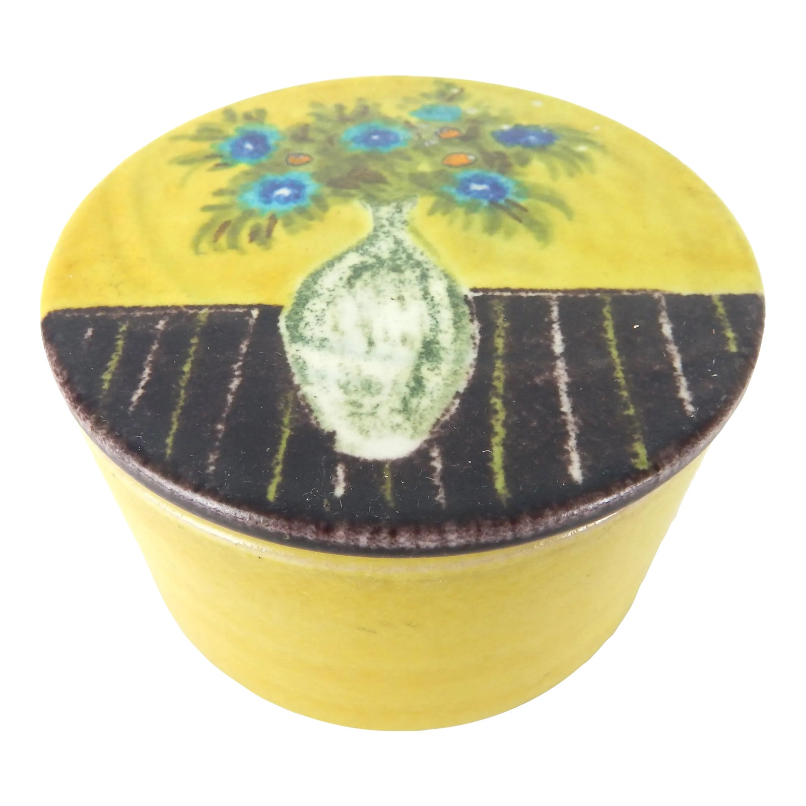 Mid 20th Century Yellow Raymor Bitossi Box With Floral Still Life ...
