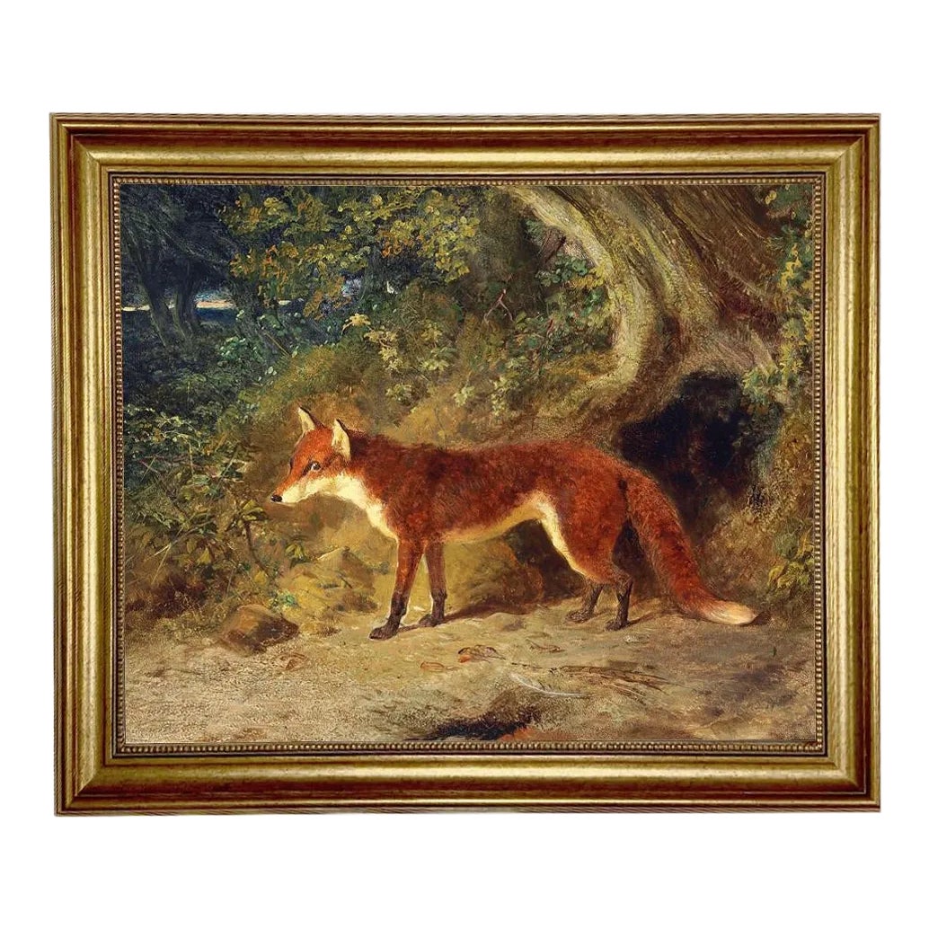 "Fox and Feathers" Contemporary Reproduction Print on Canvas, Framed ...