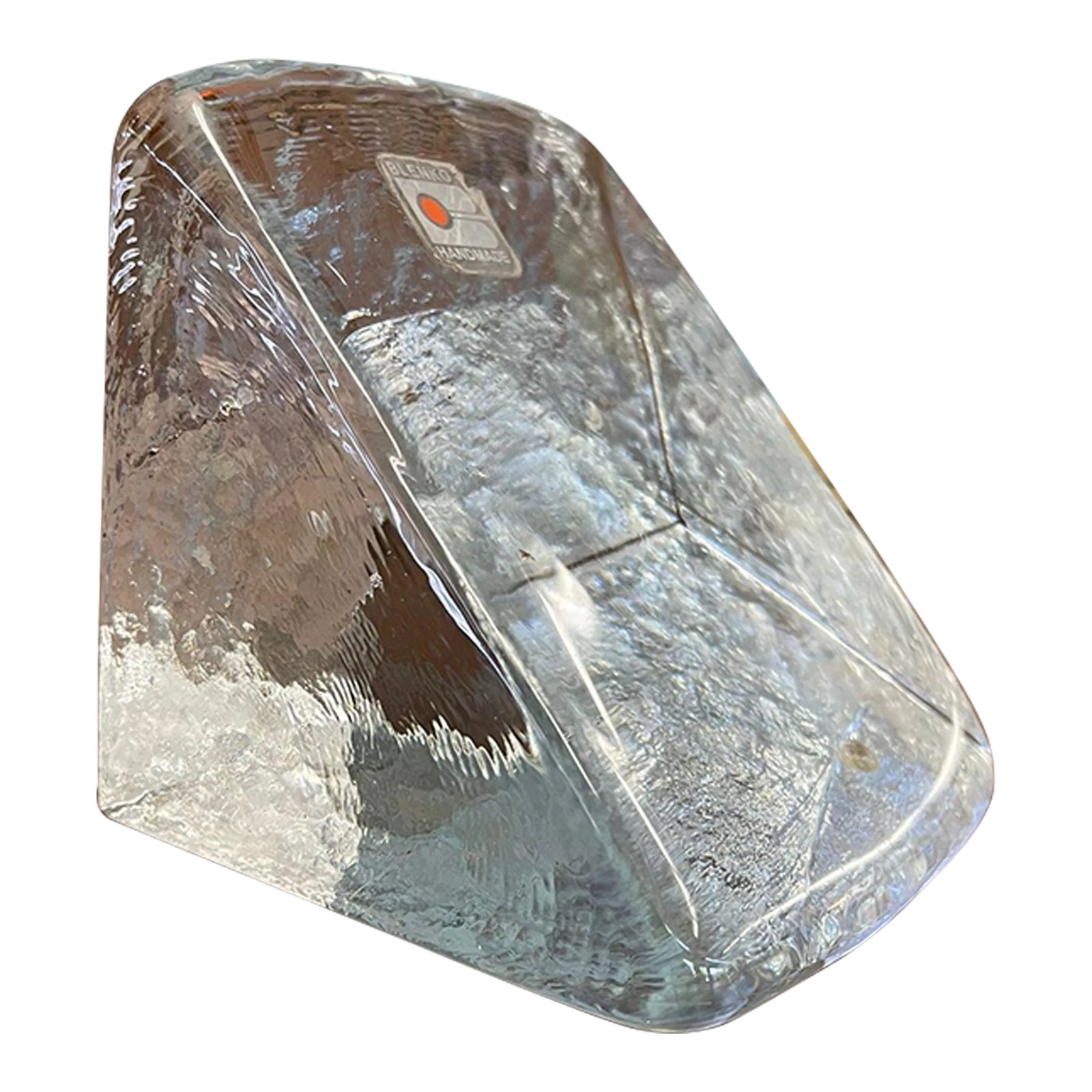 Vintage Blenko Handmade Art Glass Bookend | Chairish