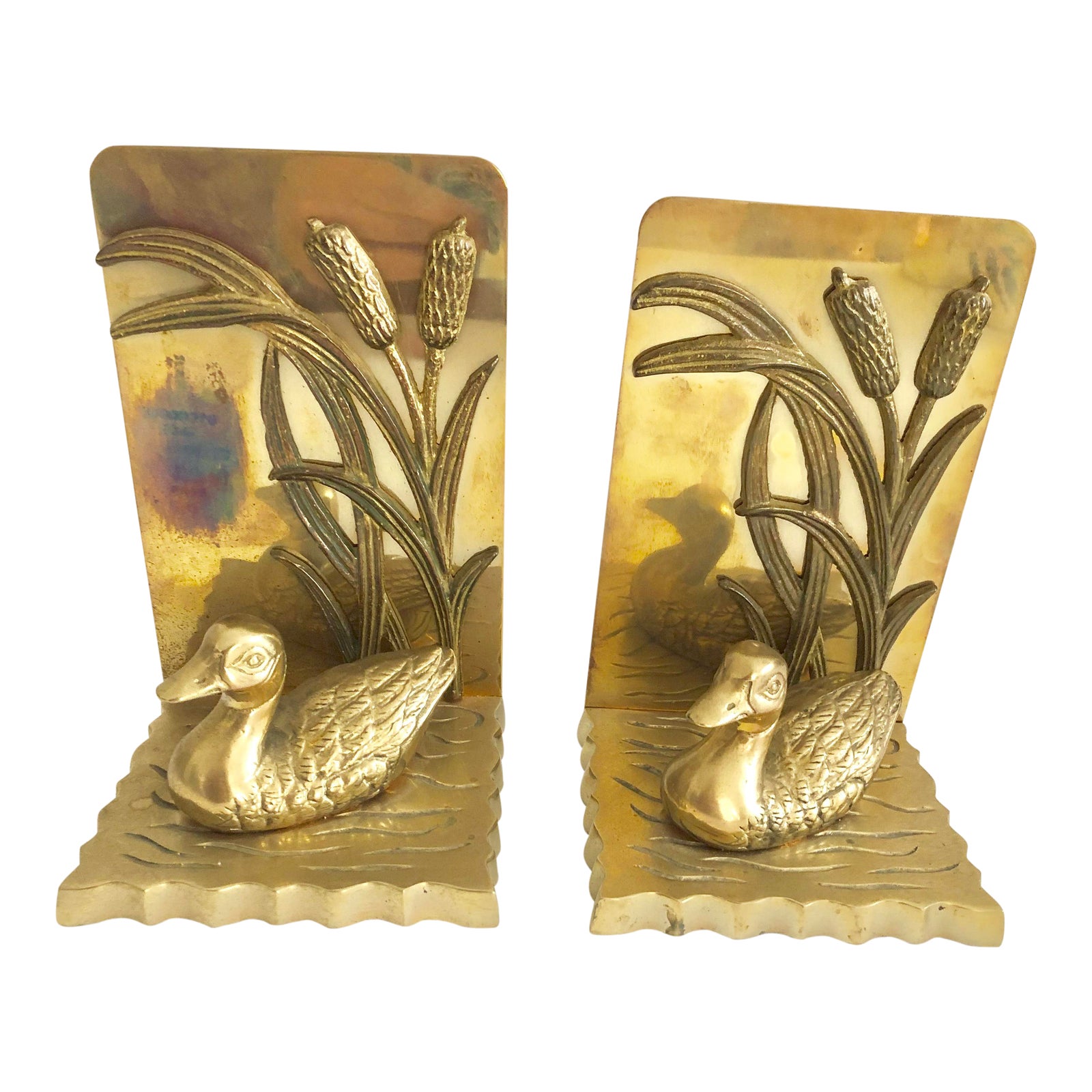 Vintage Brass Duck Bookends - a Pair | Chairish
